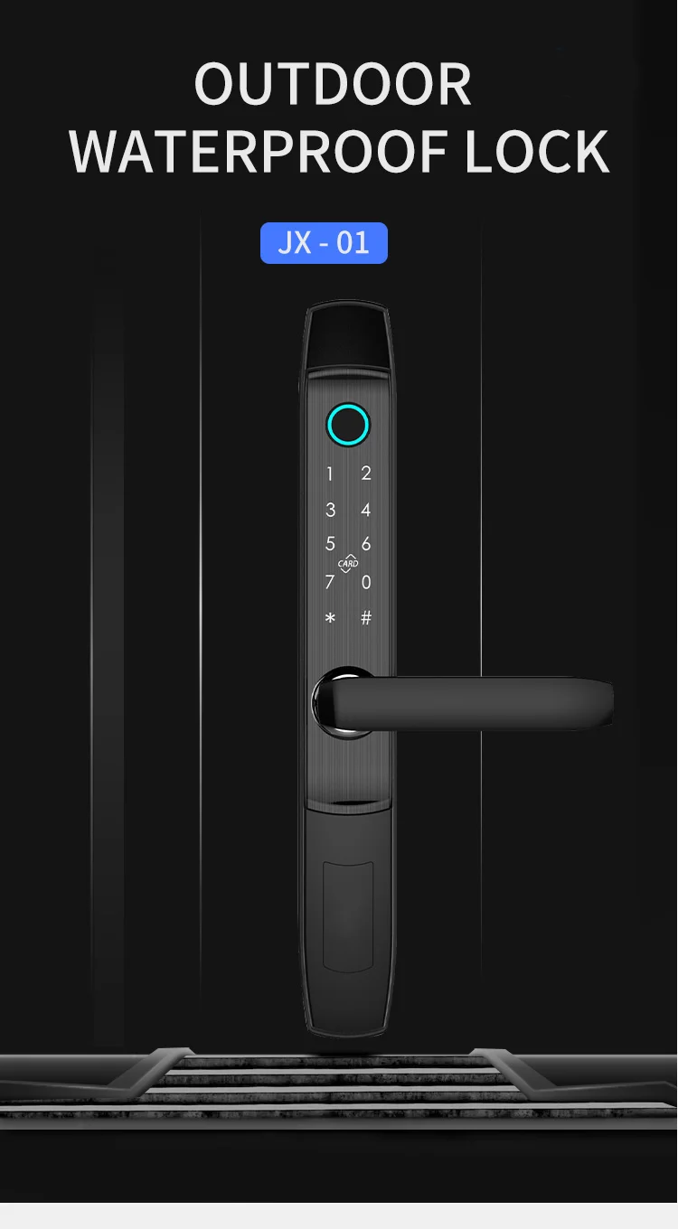 WiFi Connected Outdoor Smart Fingerprint Door Lock Steel Front Door ...