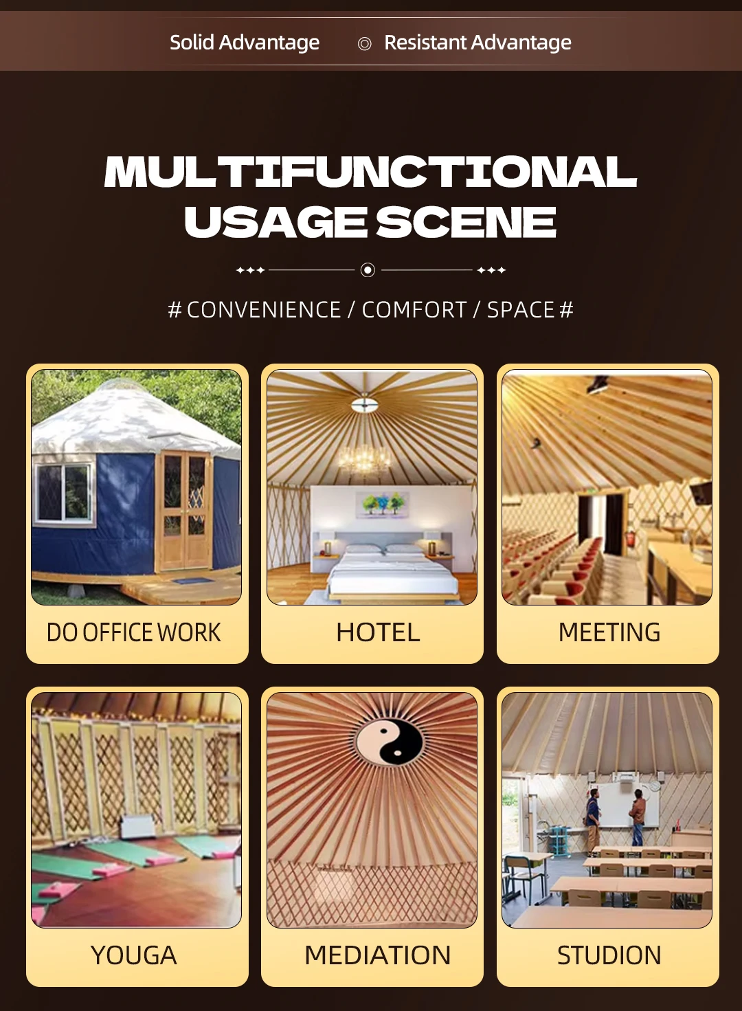 Luxury Family Yurt for Glamping & Outdoor Living, 5-10m Diameter, OEM/ODM