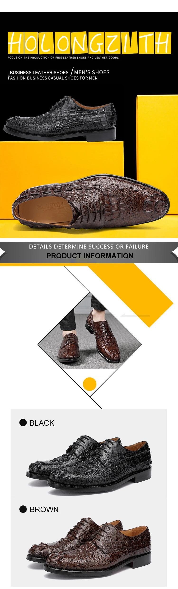 2023 New Siamese Crocodile Genuine Leather Shoes Handmade Goodyear Men ...