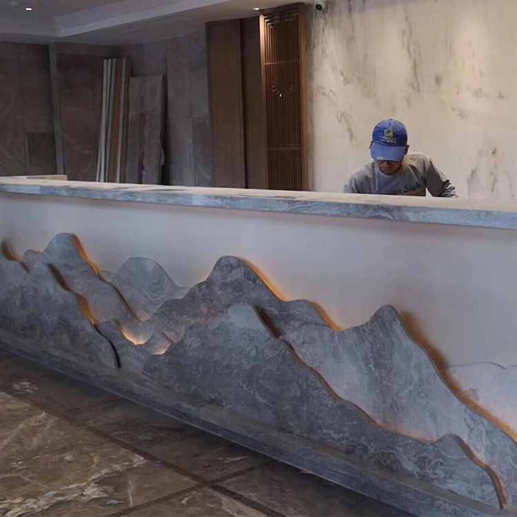 Customized Grey Marble Reception Counter - Luxury & Quality