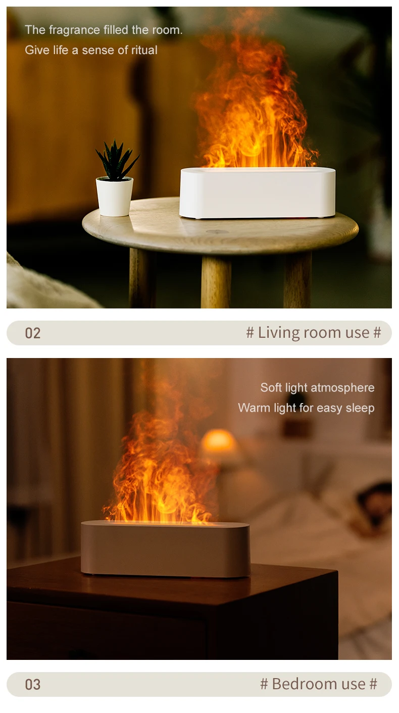 Desktop Usb 150ml Fire Diffuser Essential Oil Mini Flame Humidifier ...