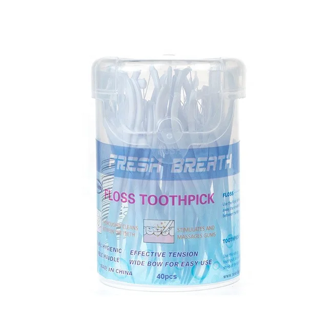 ISO CE Approved UHMWPE Floss Plastic Tin Packing 50pcs Dental Flosspick