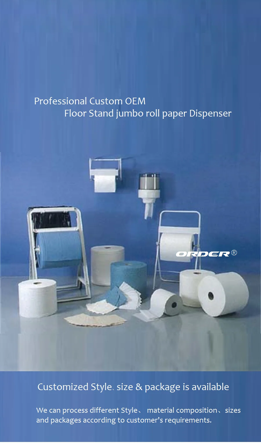 Galvanized Steel Industrial Floor Stand Paper Roll Dispensers for ...