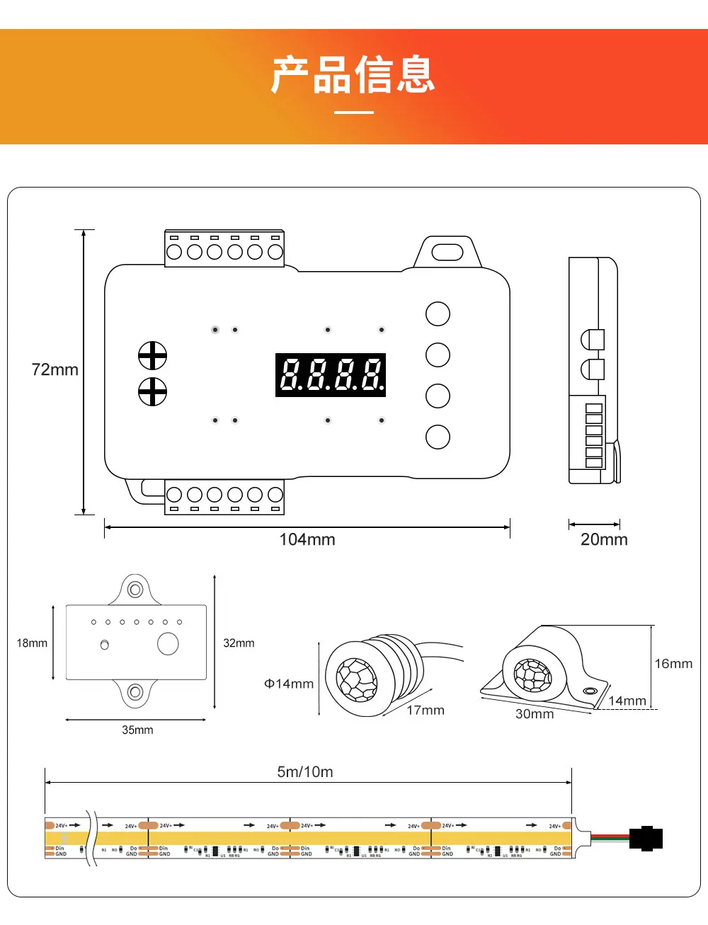 Pixel Led Stair Lighting Controller Set With Daylight Sensor And Single ...