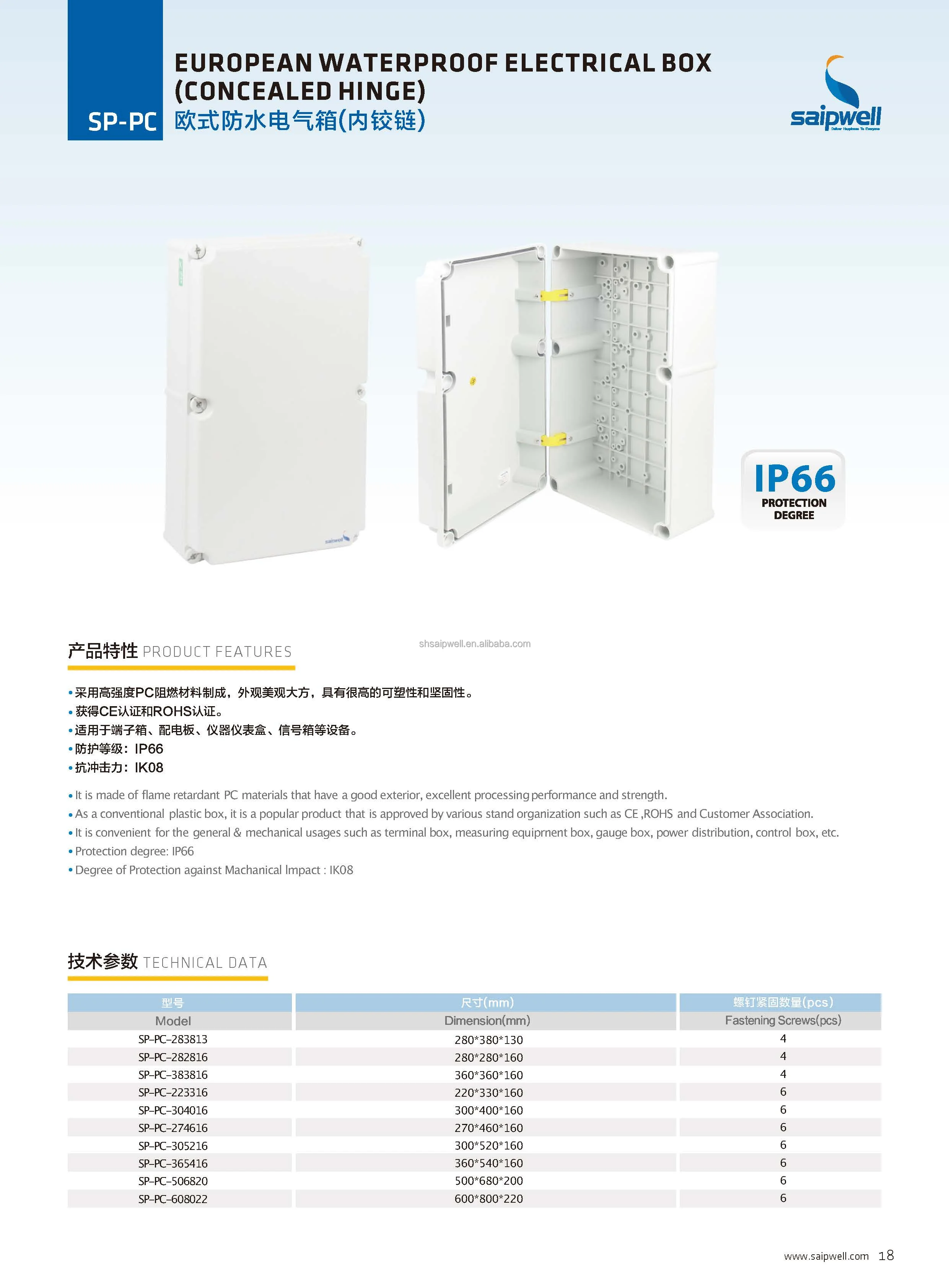 Saipwell Ip66 Pc V2 Sp-pc European Outdoor Waterproof Plastic Battery ...