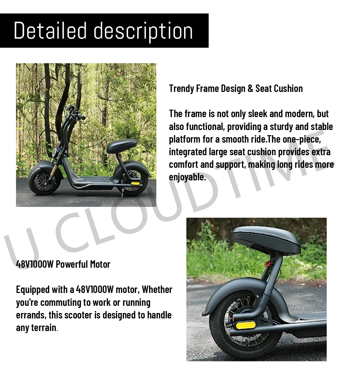 Mini 1000W Electric Chopper Citycoco Smart 48V Motorcycle Bike Sensor ...