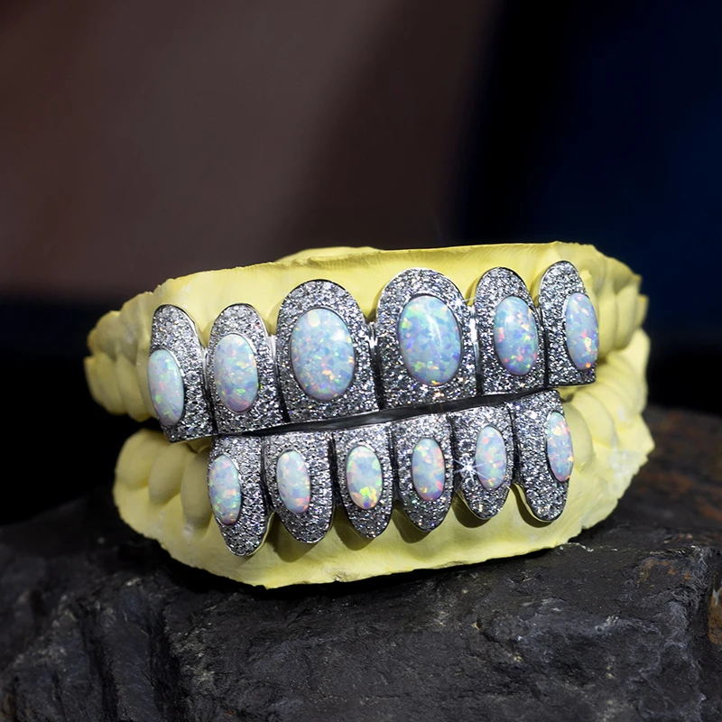 Messi Gems Custom Hand Made Hip Hop Men Silver Gold Teeth Grillz