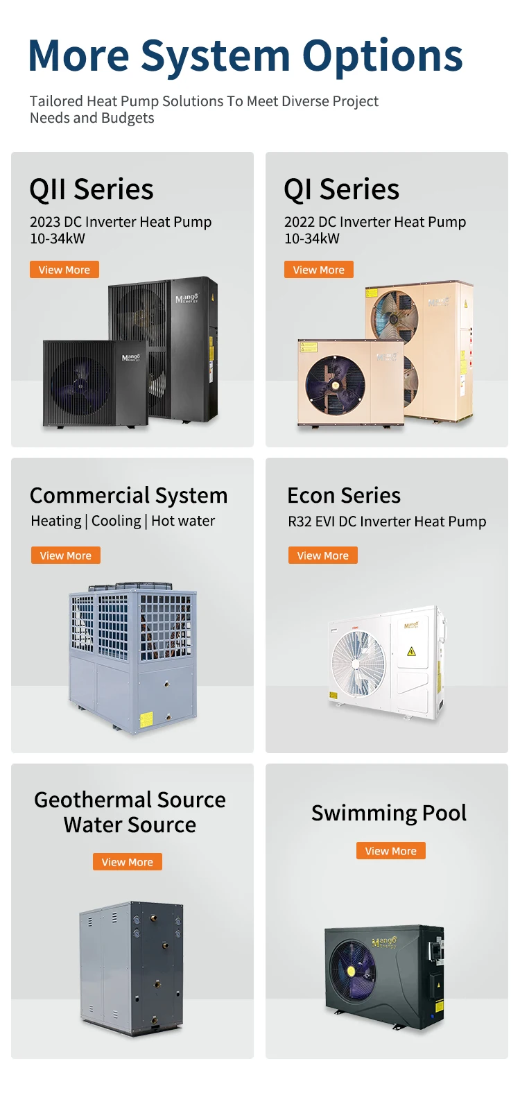 Mango QII Series EVI Dc Inverter Air to Water Heat Pump
