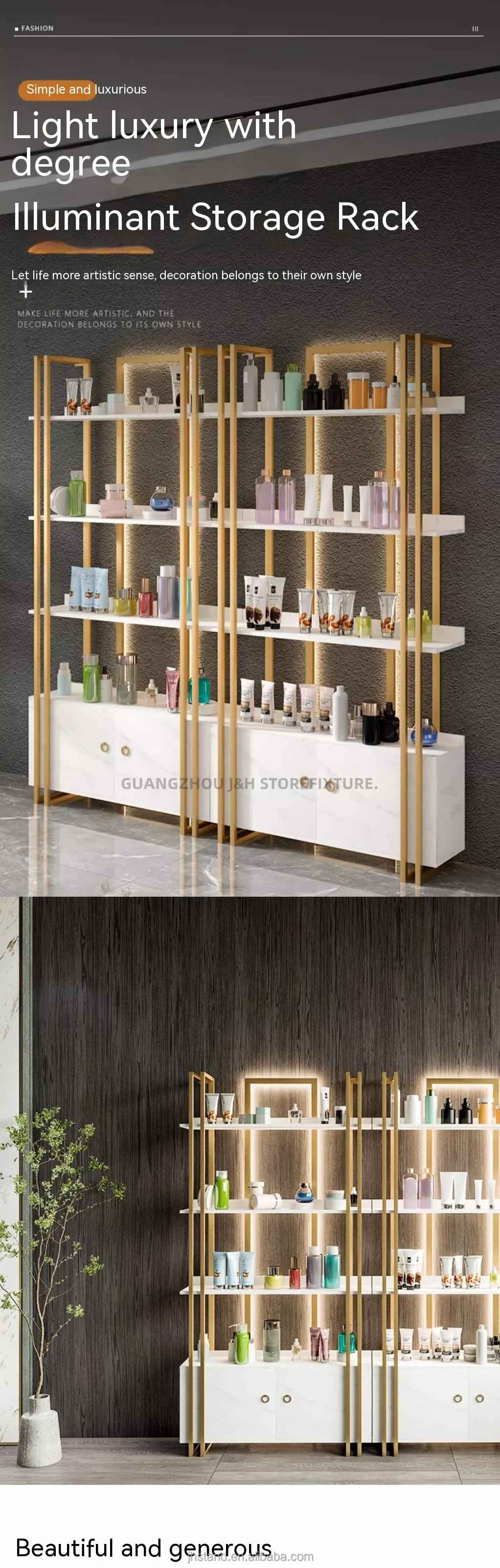 Luxury Beauty Salon Light Display Shelf Cosmetics Nail Skin Care Stand Cabinet Store Display ...
