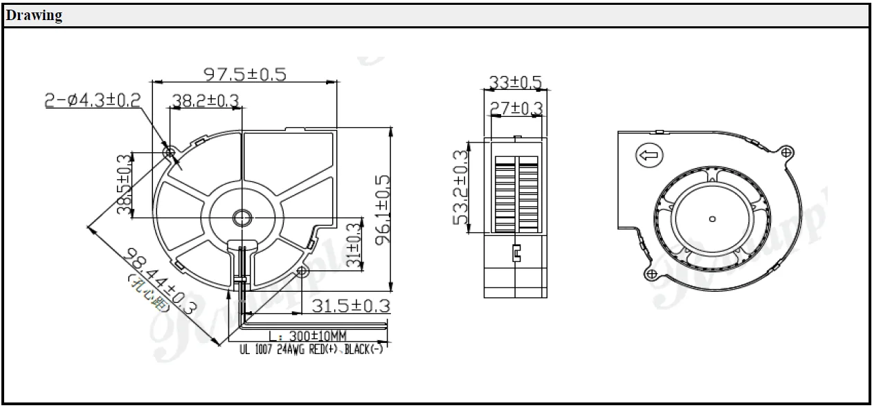 Fireproof Material 9733 Waterproof Blower Cooling Fan 97mm Centrifugal ...
