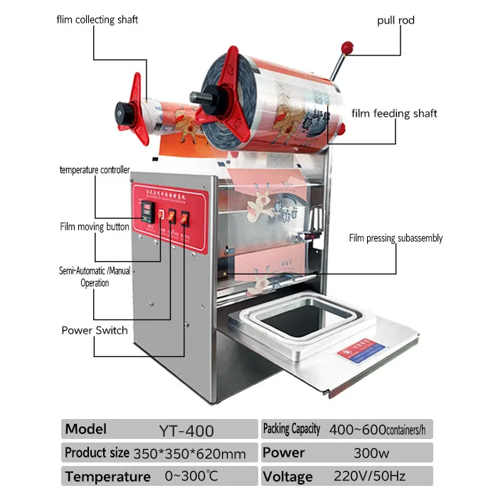 Food Containers Trays Sealing Machine Great Performance Semi Automatic ...