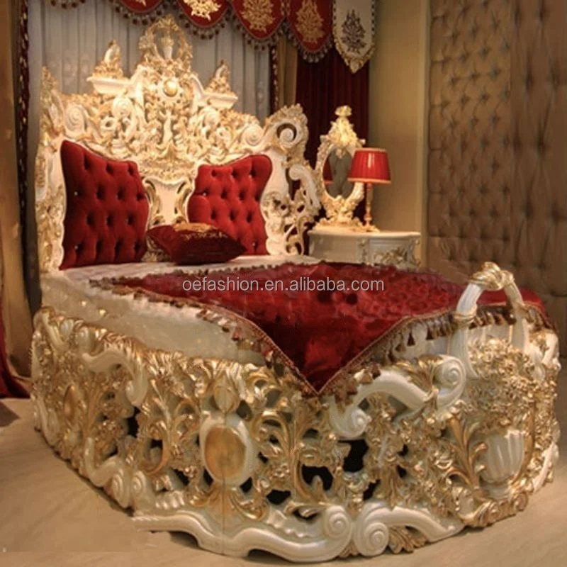 OE-FASHION Custom European Style Hand Carved Wood Bed Frame