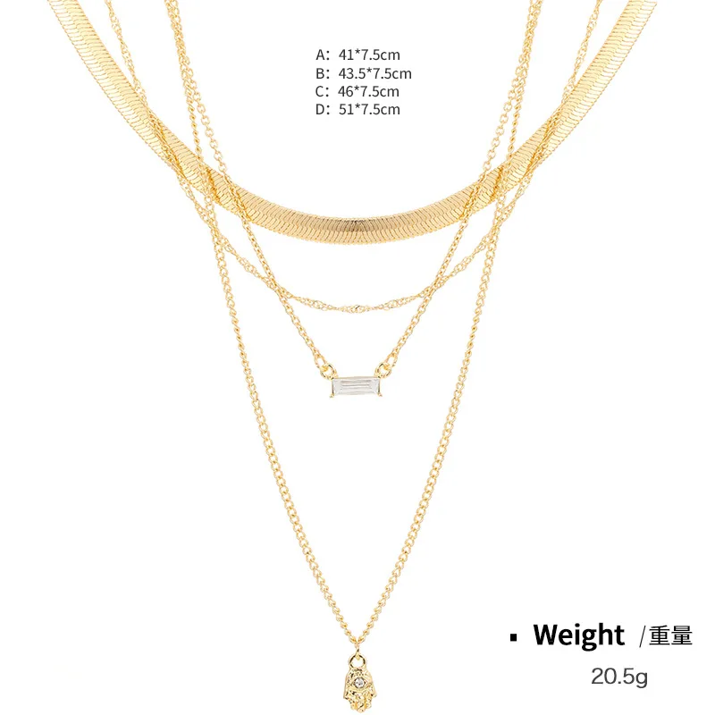 Custom INS Evil Eyes 18k Gold Plated Zircon Earrings Multi Layered Snake Chain Pendant Necklace ...