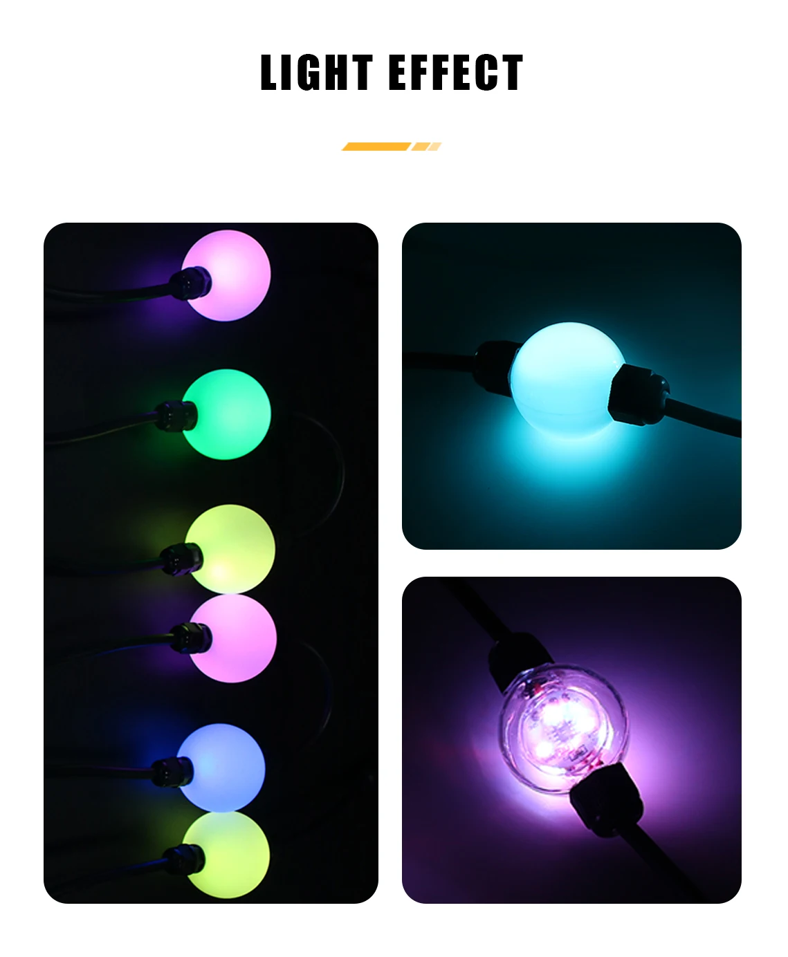 50mm Spi Dmx 3d Ucs1903 Pixel Ball Rgb String 24 Volt LED Light ...