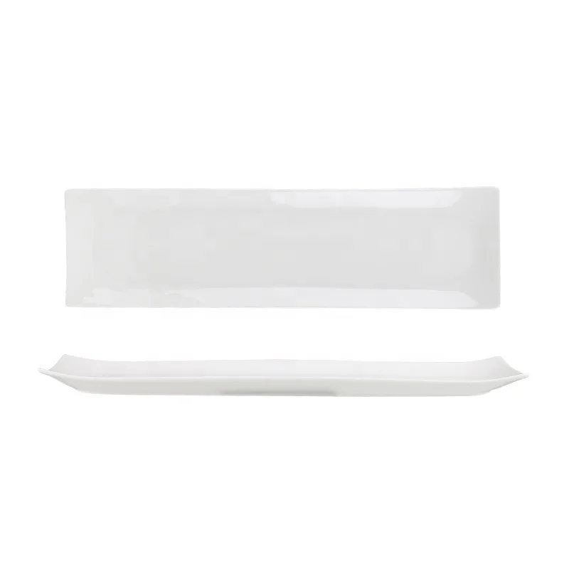 White Rectangle Serving Platters Sushi Plate Snack Plate Ceramic Long ...