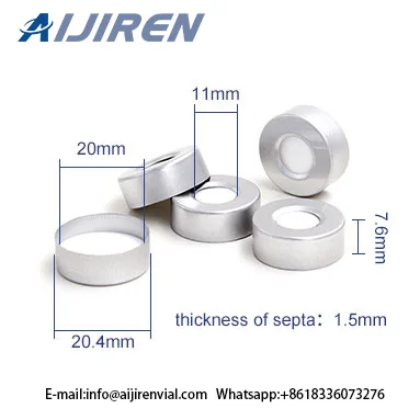 Aijiren Factory Price 20mm Crimp Top Hplc Gc Vial Aluminum Cap With Centre Hole And Ptfe ...