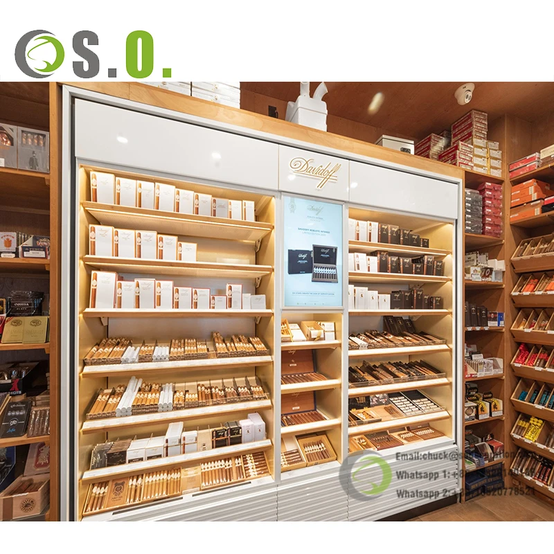 Wooden Cigar Showcase Display Mirror Black Double Glass Display ...