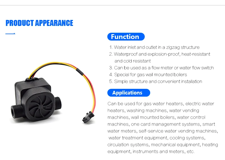 Water Level Liquid Flow Sensor Hall Flow Sensor Water Controller DC 5-24V Pulse Hall Flowmeter ...