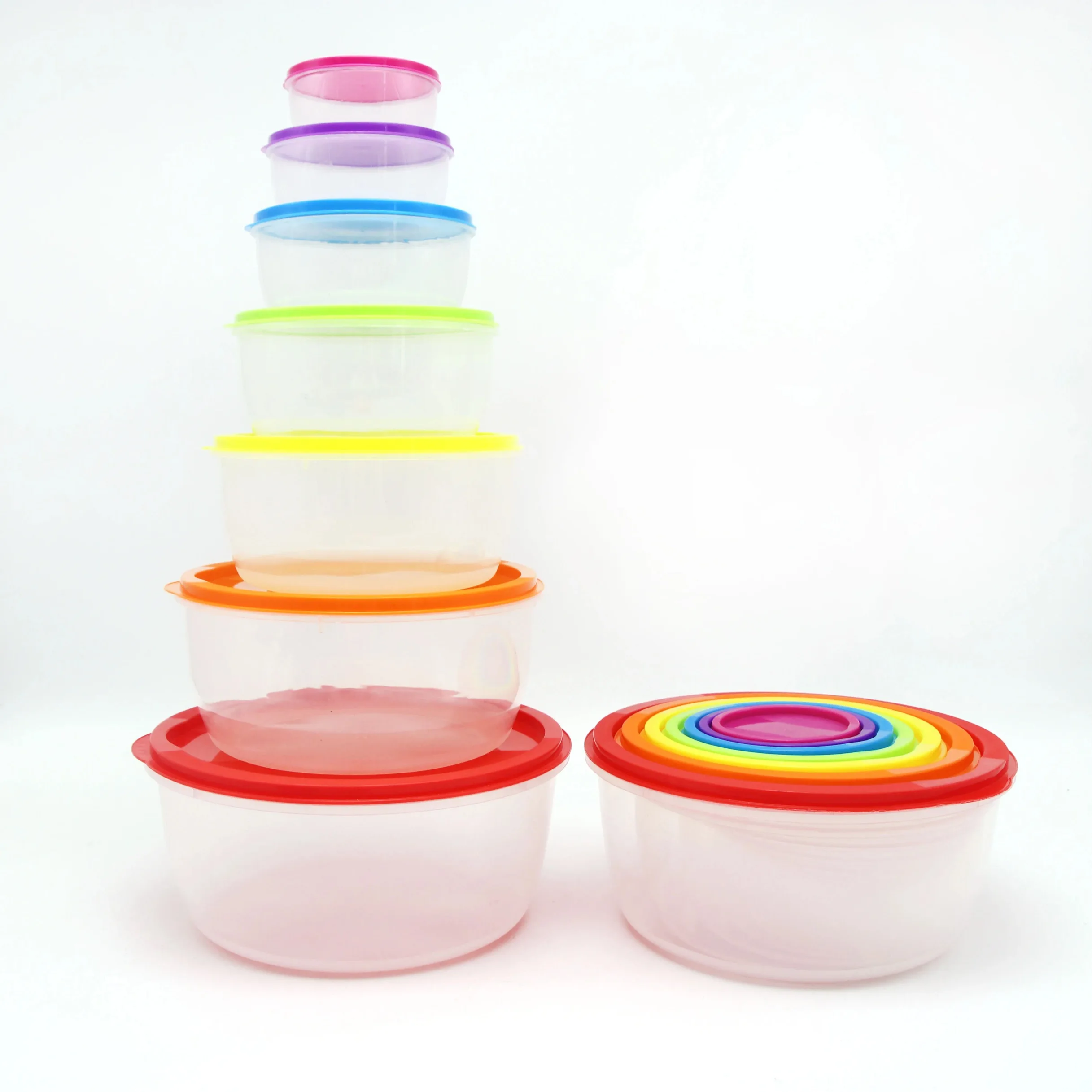 7pcs Containers, Rainbow Fresh-keeping Box With Lid, Reusable Food ...