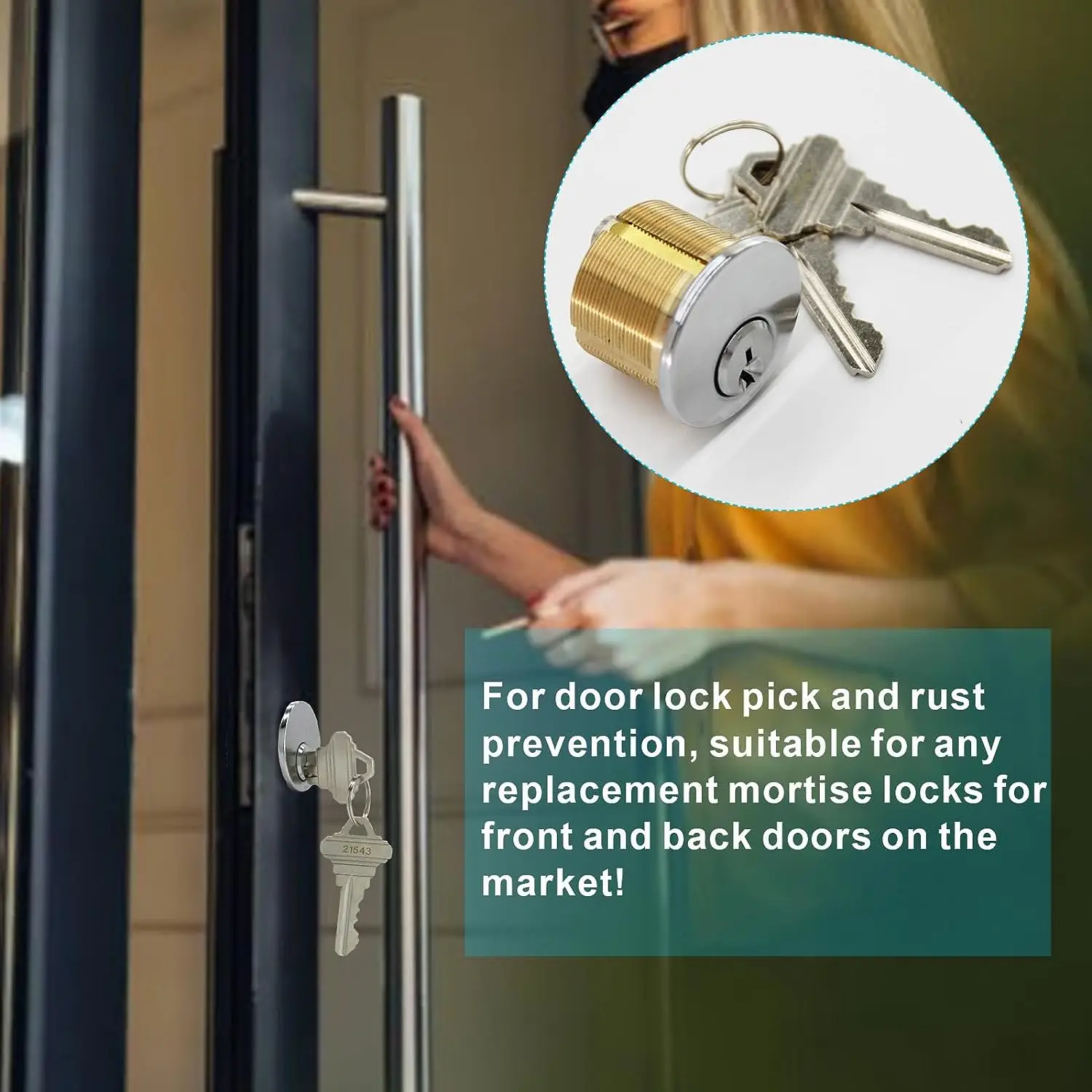 Brass Mortise Door Cylinder Lock - Secure & Durable