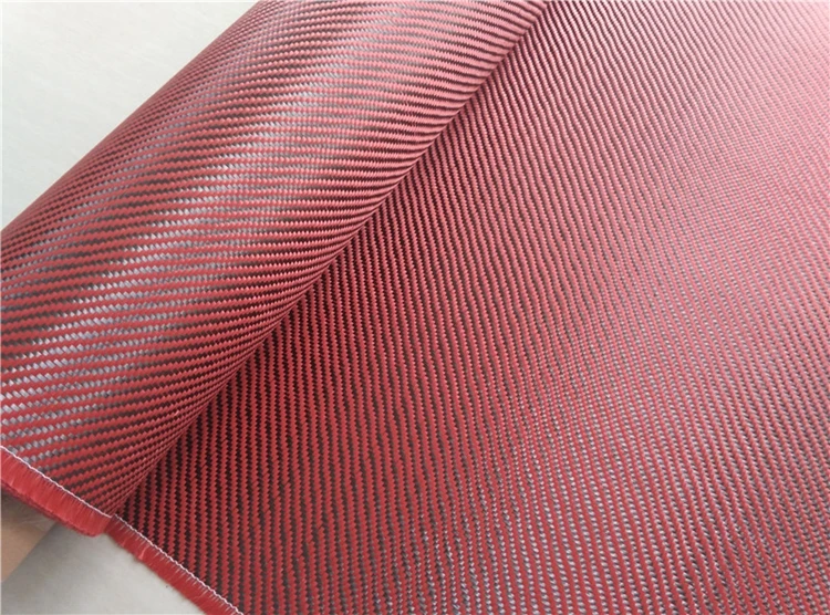Factory Custom 3k 200g Red Plain Carbon Fiber Aramid Fiber Hybrid ...