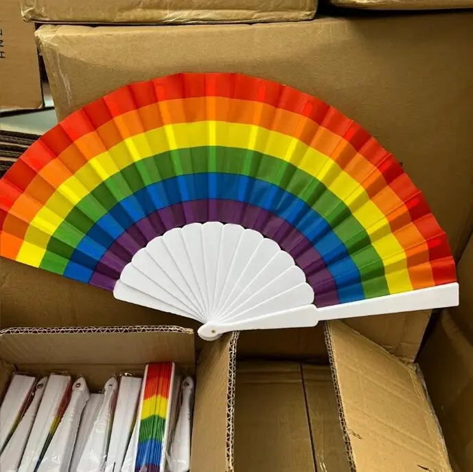 Cheap LGBTQIA Rainbow Pride Bisexual Folding Fans for Kids