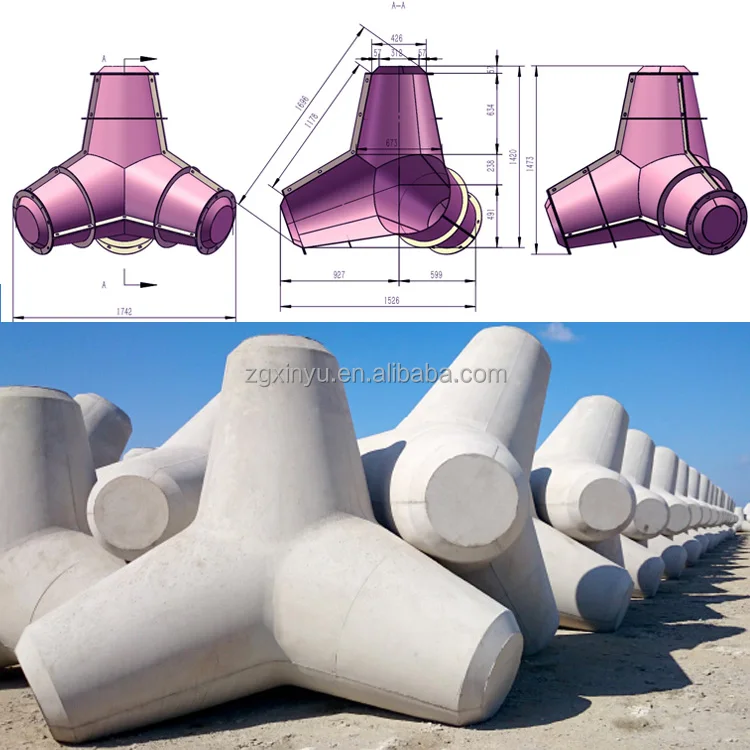 Precast Concrete Mould - Wave-Dissipating Tetrapod Breakwater Mold