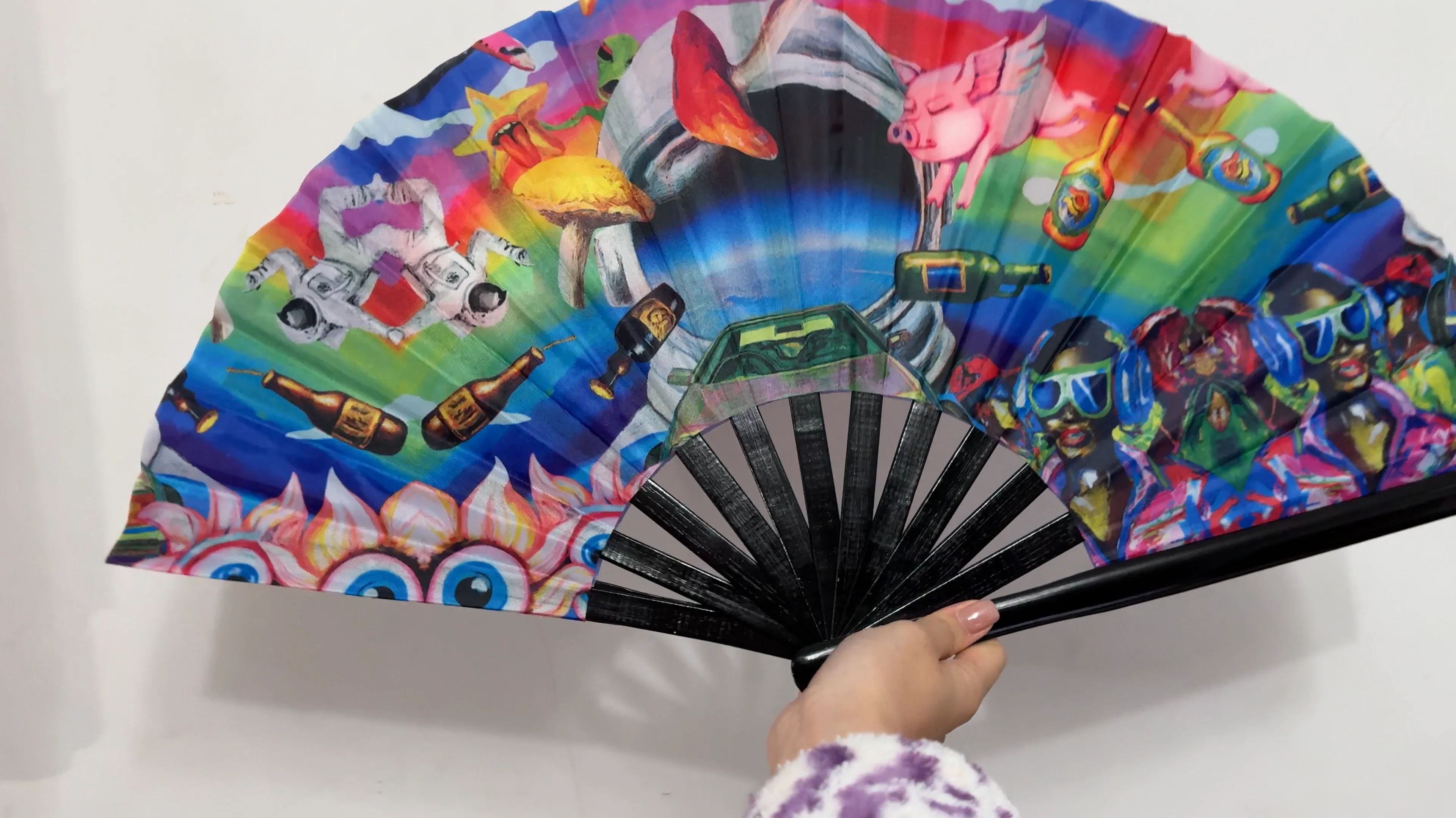 Rave Fan Clack Flag Full Color Printing Bamboo 33cm Pride Foldable ...