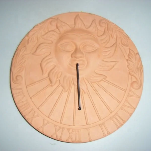Terracotta Garden Sundial Compass: Ceramic Outdoor Thermometer for ...