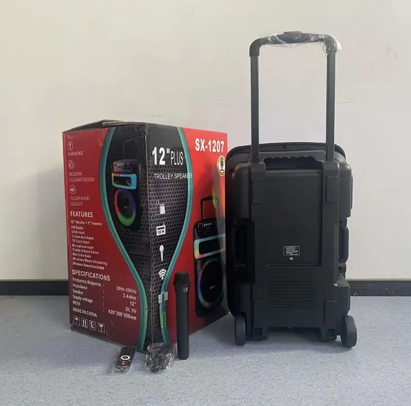 Party Speaker Subwoofer 12 Inch Trolley with Mic Karaoke