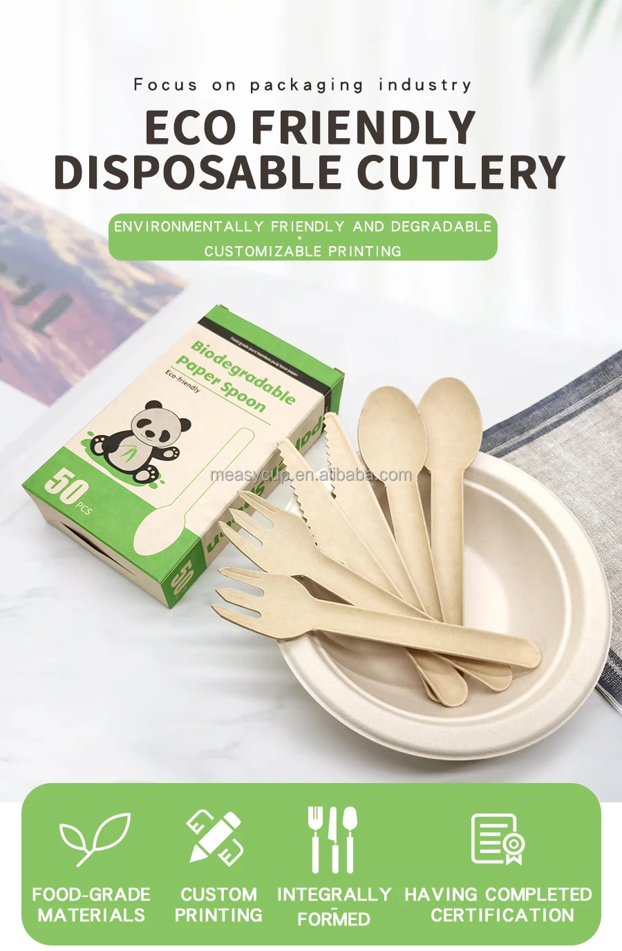 Biodegradable Bamboo Paper Cutlery - Perfect for Parties
