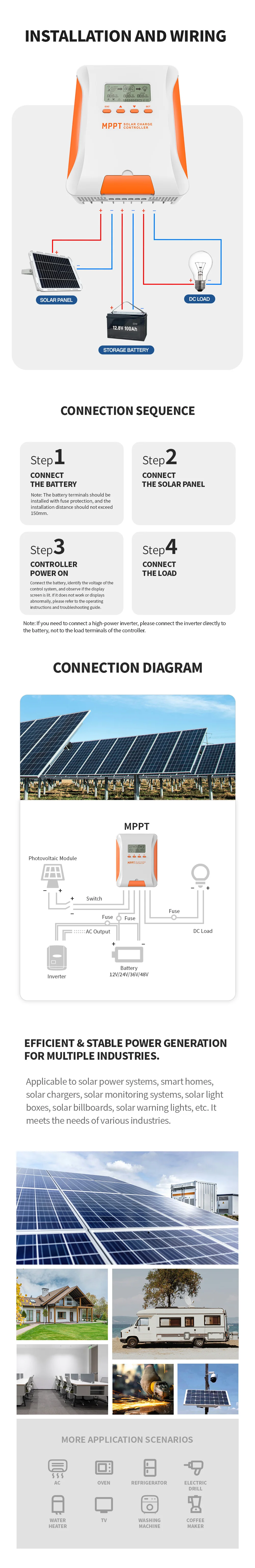 MPPT Solar Controller Regulador Mppt Manufacture 40A 60A 80A 100A 120A ...