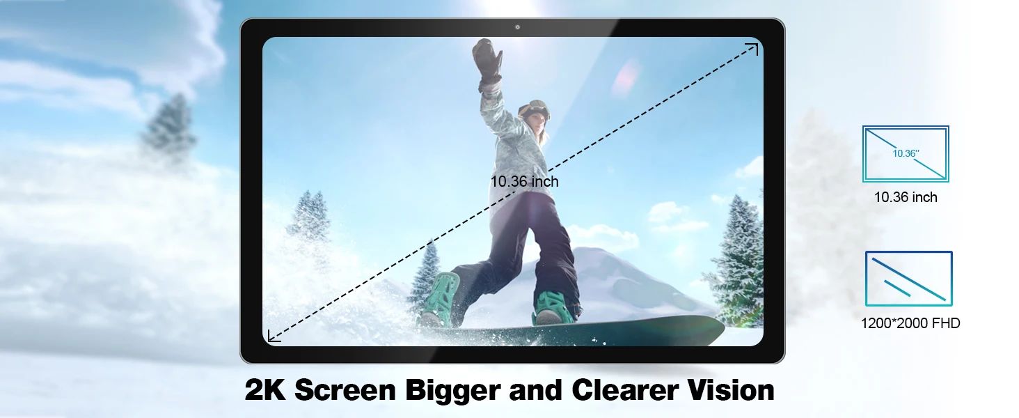 2K FHD 10.36 Inch Android Tablets with 6GB RAM & 128GB Storage