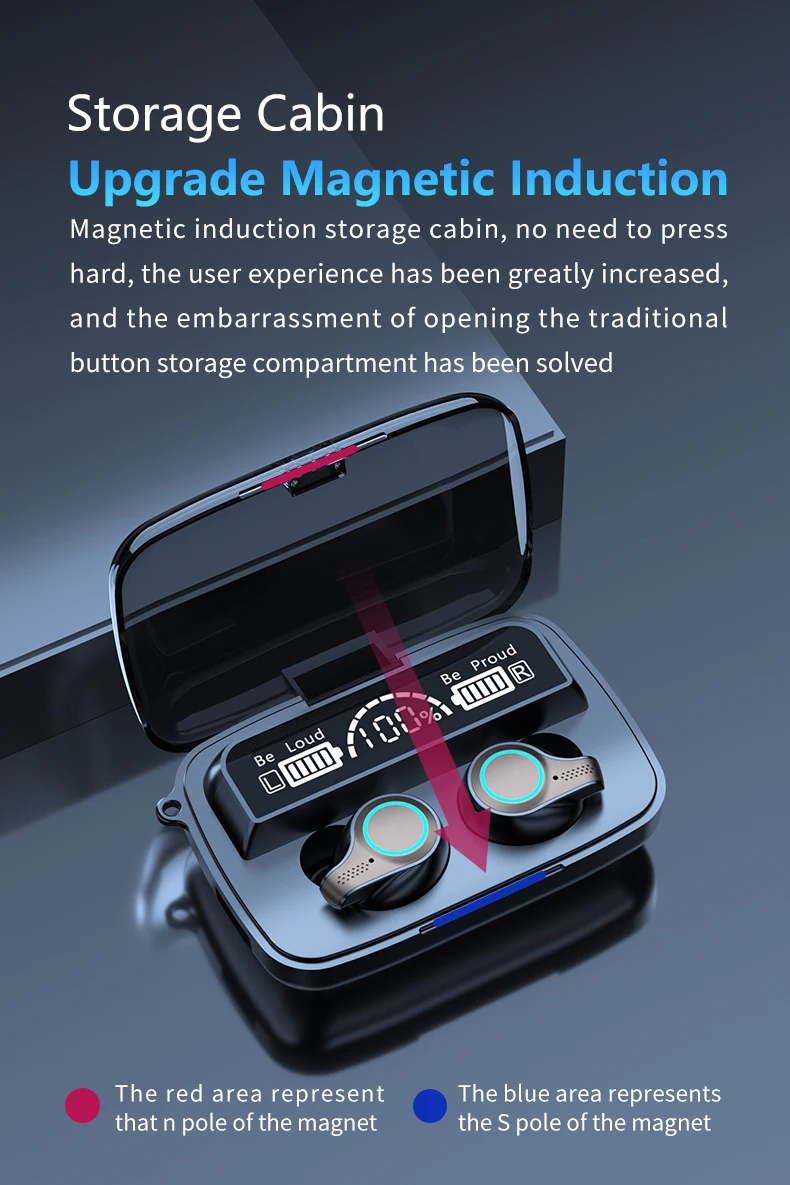 M18 TWS Earphones - 9D HIFI Stereo, Waterproof, and LED Display