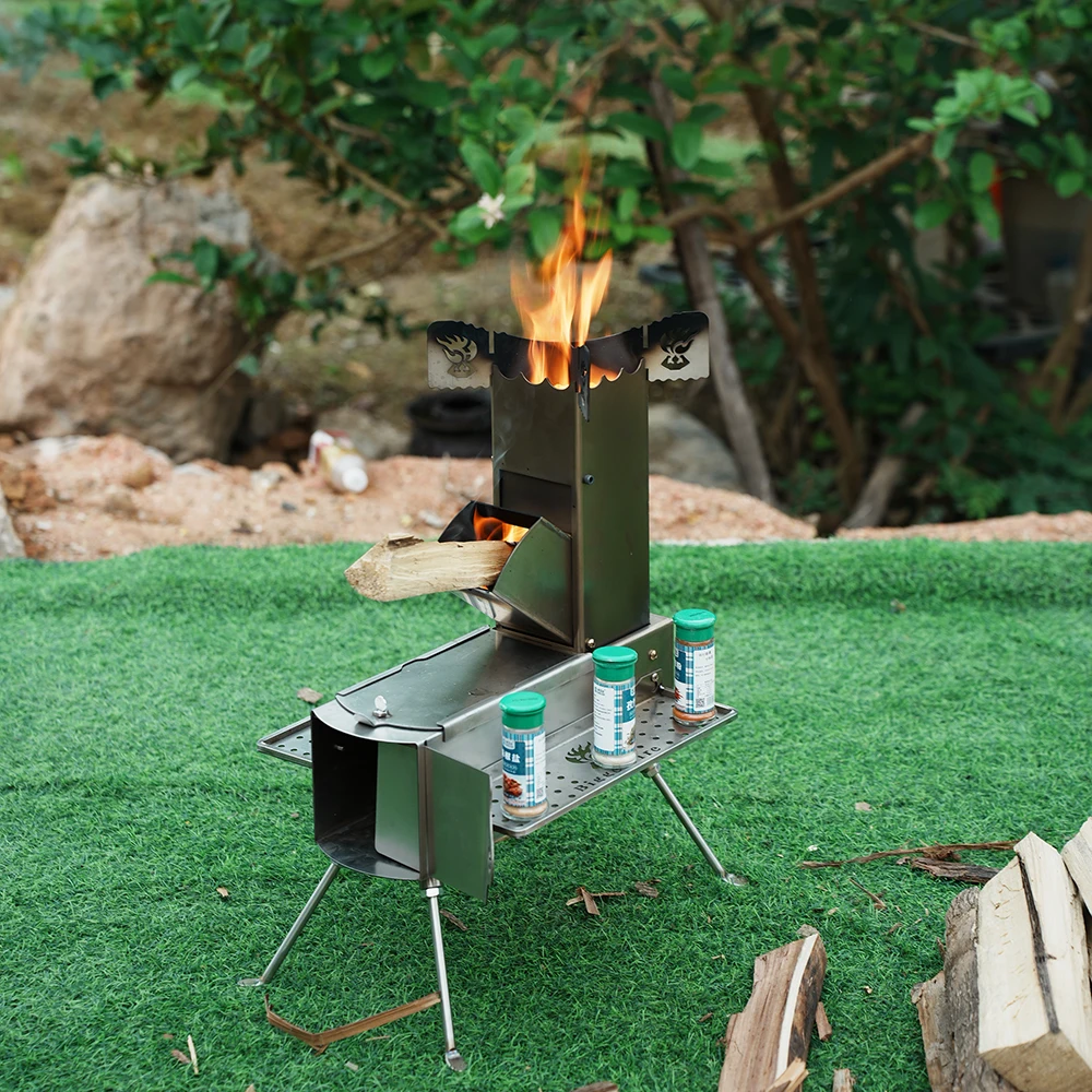 Outdoor Hiking Camping Portable Rocket Stove Multi Fuel Wood Burning ...