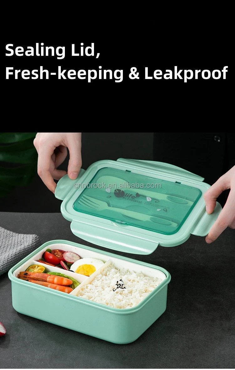 Double-layer 3-compartment Plastic Office School Lunch Container With ...