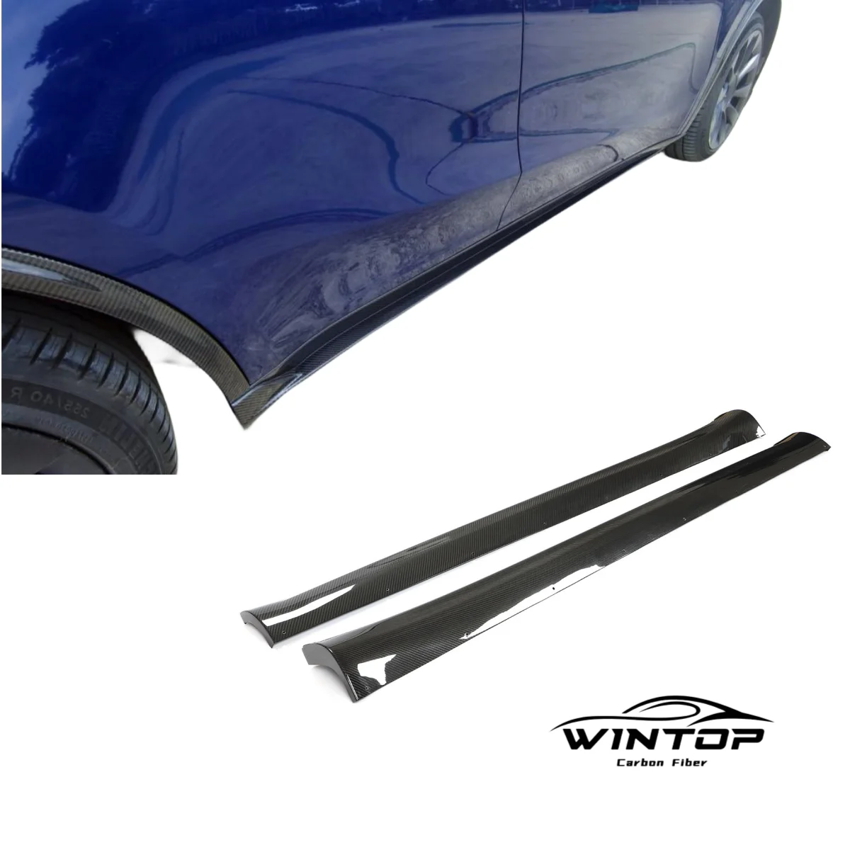 Wintop High-end Custom Real Dry Carbon Fiber Side Body Kits For Tesla ...