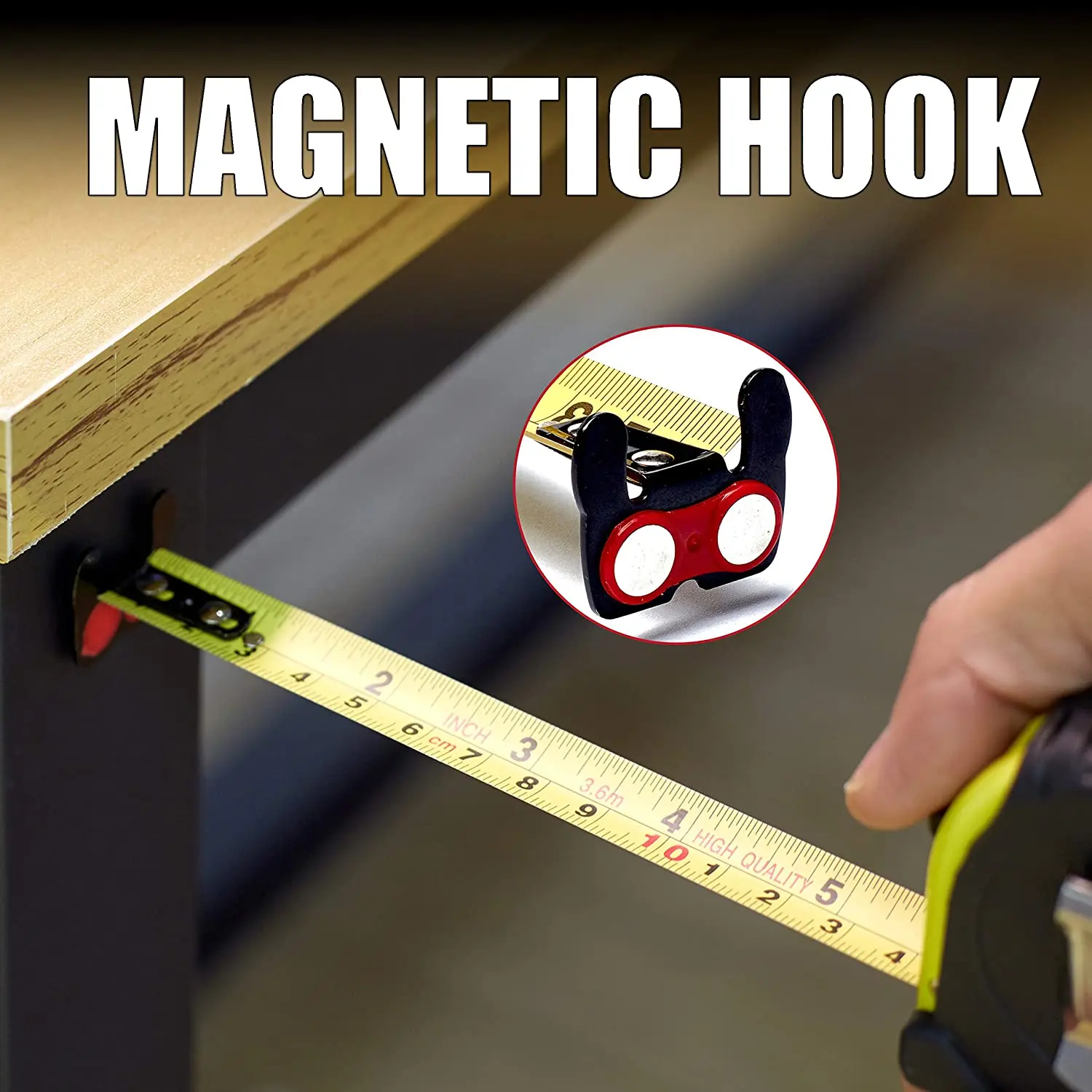 12FT Heavy Duty Tape Measure with Magnetic Hook - Dual Sided