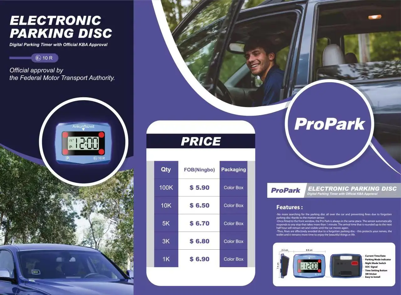 E1 Approved Car Parking Disc Timer Clock Digital Electric Parking Disc ...