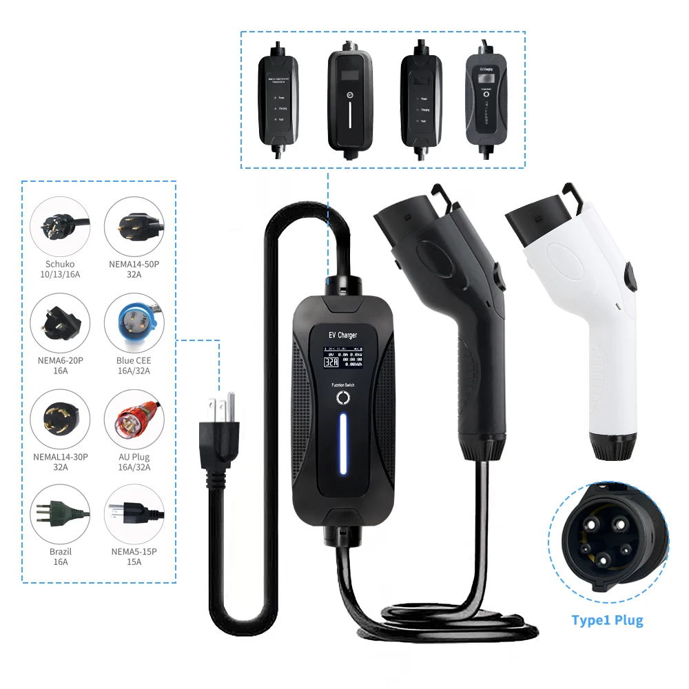 11kw 22kw 16A 32A Type 1 Adjustable Charging Plug Ev Charging Station ...