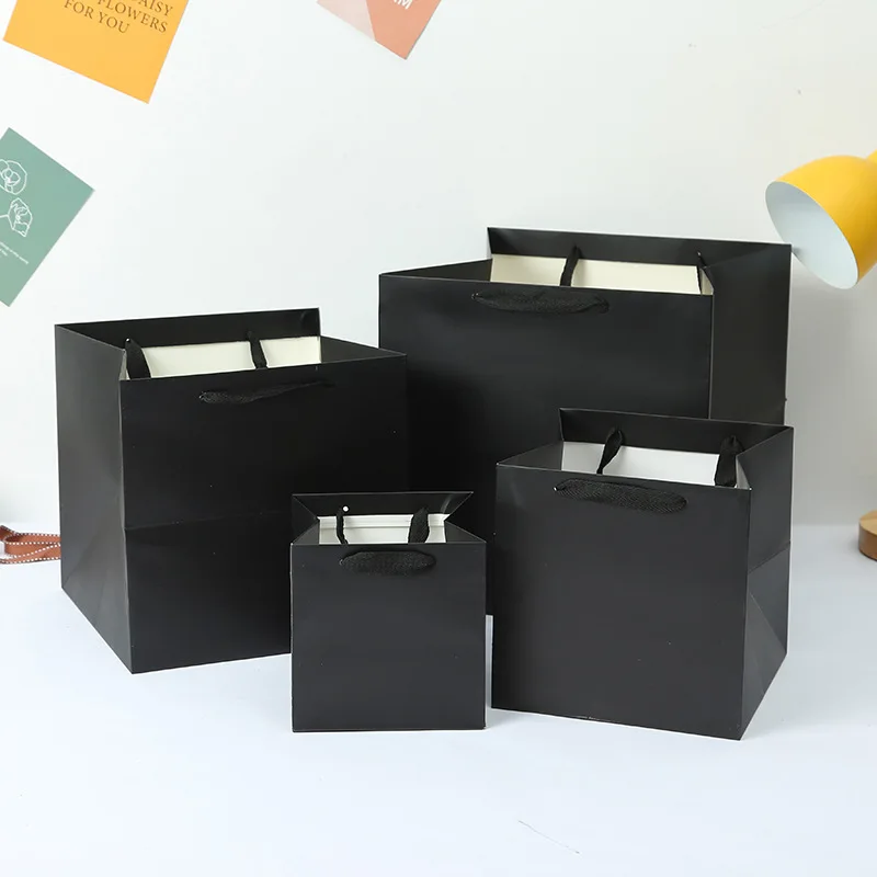 High Quality Custom Printed Logo Luxury Square Paper Bag Square Bottom ...