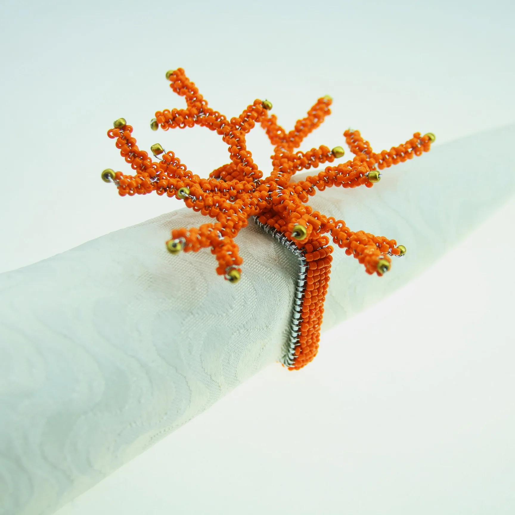 Coral Napkin Ring in Colors Glass Beads Napkin Holder
