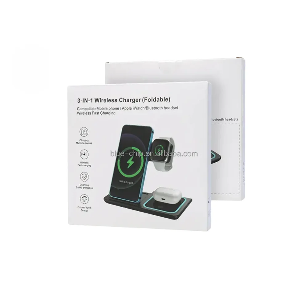 Portable Desktop Mobile Phone Wireless Charger Station 3in1 4 3 In One ...