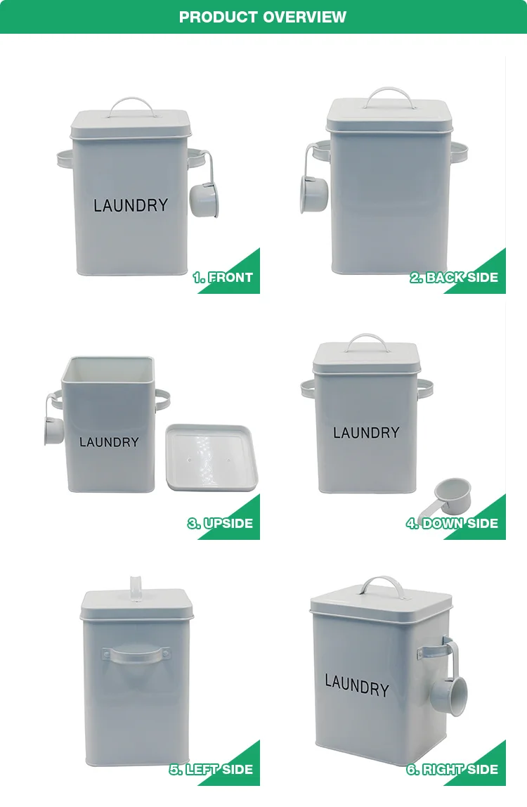 White Farmhouse Laundry Room Laundry Detergent Powder Storage Tin Box ...