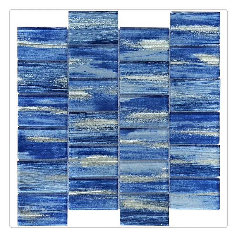 Blue Backsplash Tile Rectangle Strip Glass Mosaic Tile| Alibaba.com