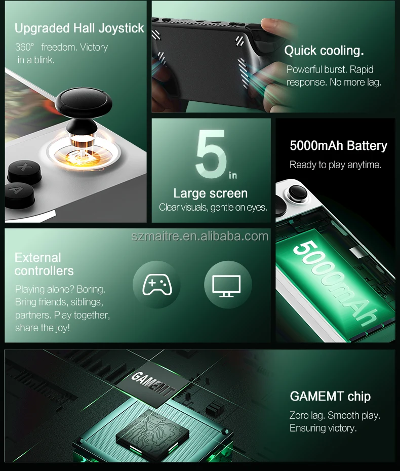 2024 E6 Mini Black Handheld Gaming Player Upgraded Hall Joystick Gamemt ...