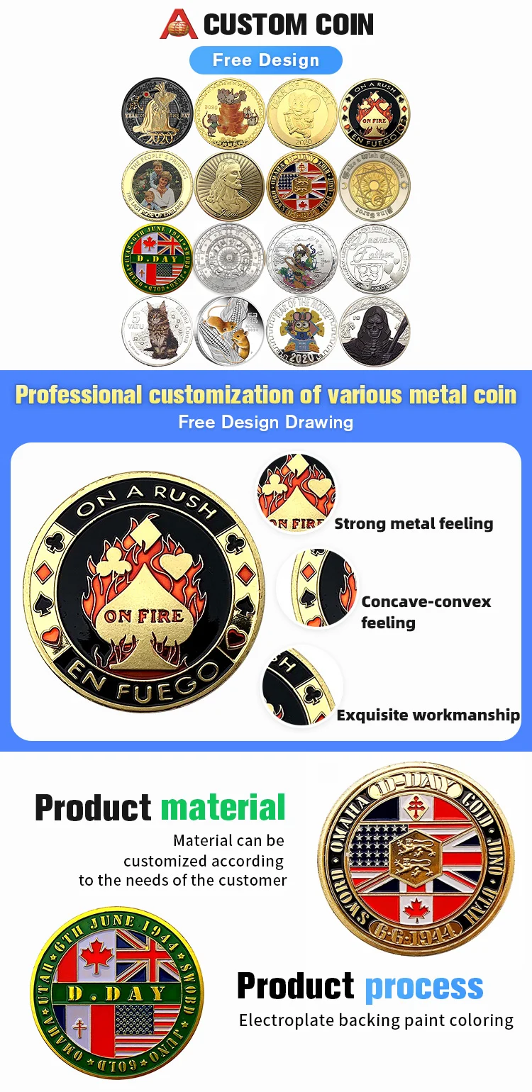 Free Sample Gold Silver Commemorative Coins Enamel Souvenir Zinc Alloy ...