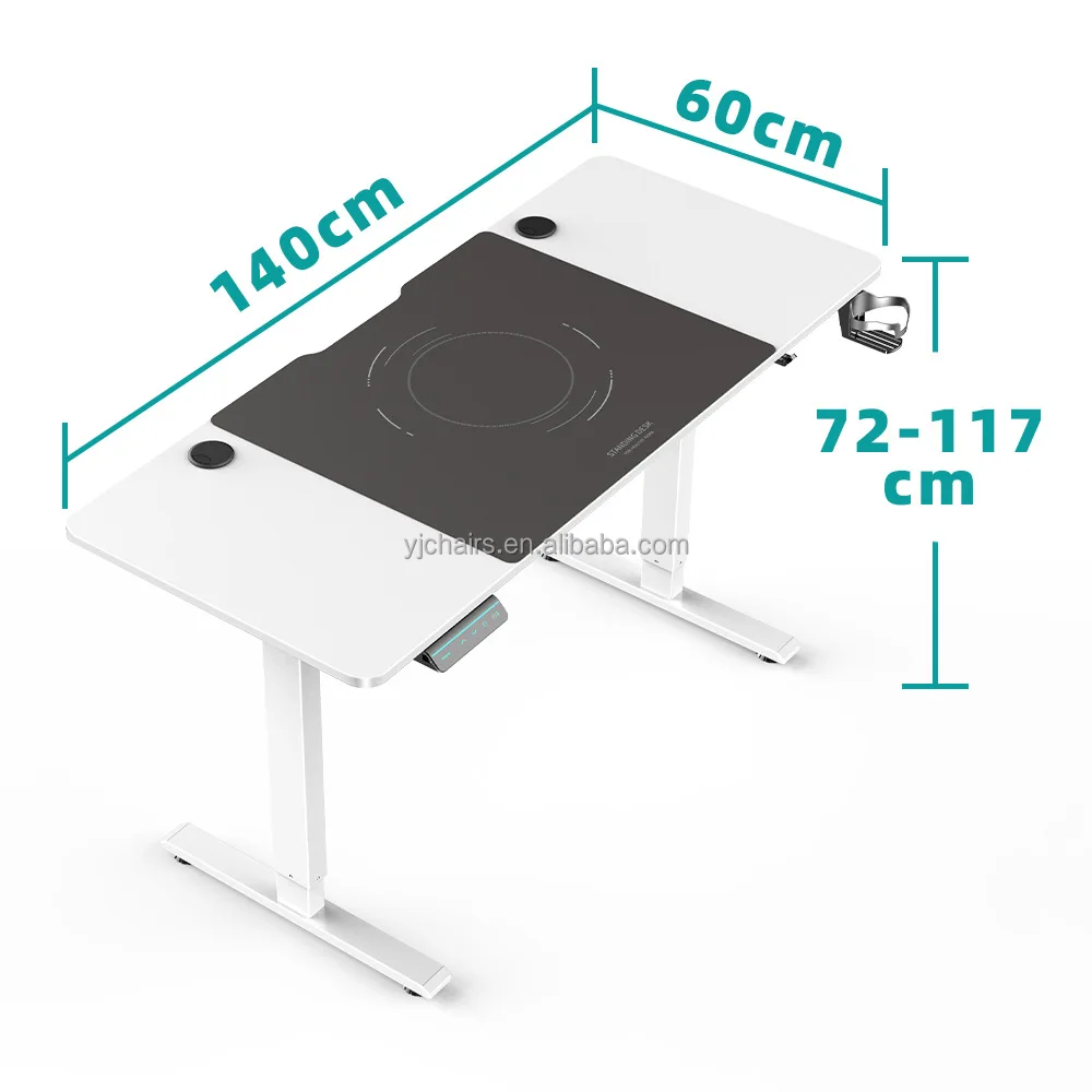 T-Shaped Professional Gamer Electric Lift Racing Style Computer Desk ...