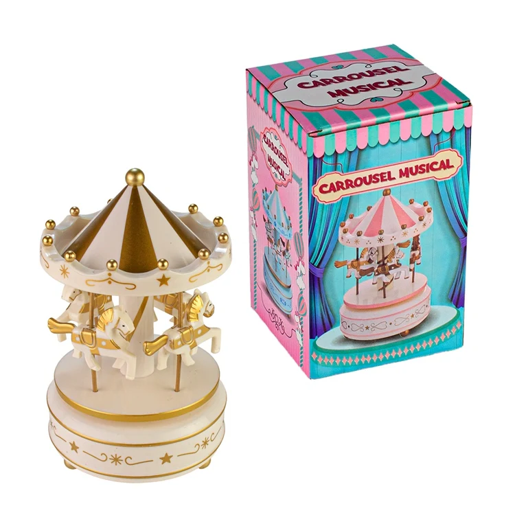 Plastic Carousel Horse Music Box - Rotating Design, 120S Melody, Custom ...