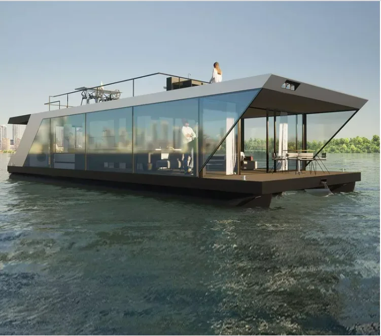 100% Inspection Luxury Houseboat Aluminum Pontoon Modular House Easy ...
